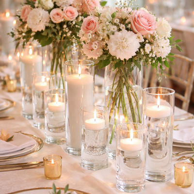 Clear Glass Cylinder Vases – 16 Piece Set | Wedding Superstore